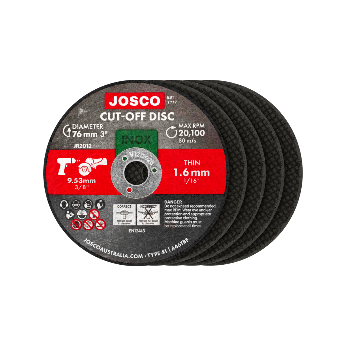 Josco 76 x 1.6 x 9.35mm Cut-off Disc - 5 Pack - Bunnings New Zealand