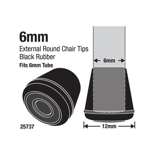 Surface Gard 6mm Black Round External Rubber Chair Tips - 4 Pack ...
