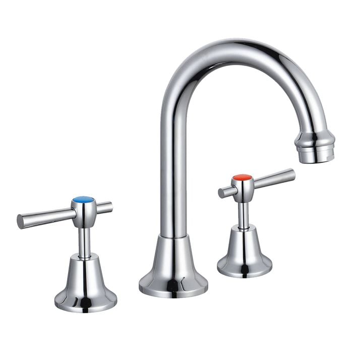 evekare Chrome 1/4 Turn Pin Lever Basin Set With Red/Blue Indicators ...