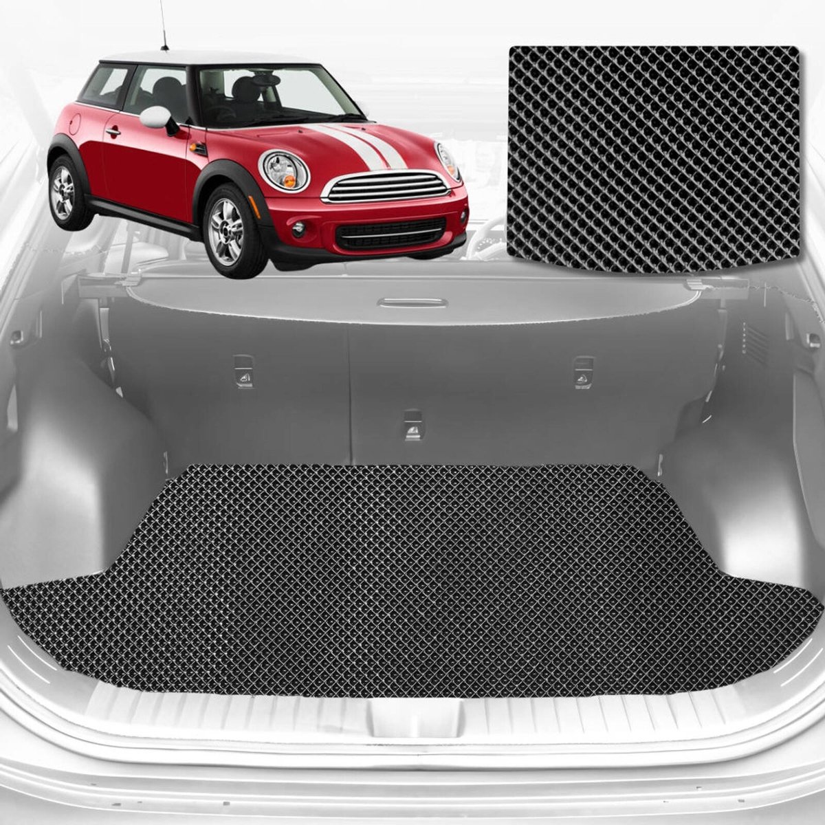 6D Diamond Car Boot Mat for MINI Cooper 3-Door Hatch (R56)2006-2013 ...