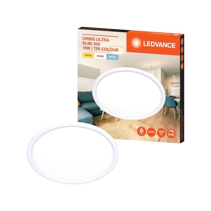 Ledvance 18W 1850lm LED Tri Colour Luminaire Ultra Slim Oyster Ceiling ...