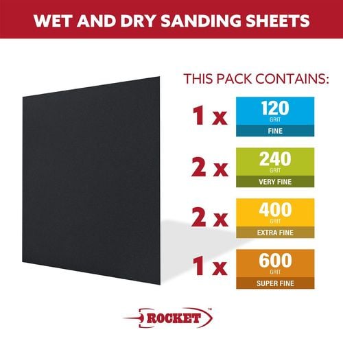 Rocket Wet And Dry Sanding Sheets - 6 Pack - Bunnings New Zealand