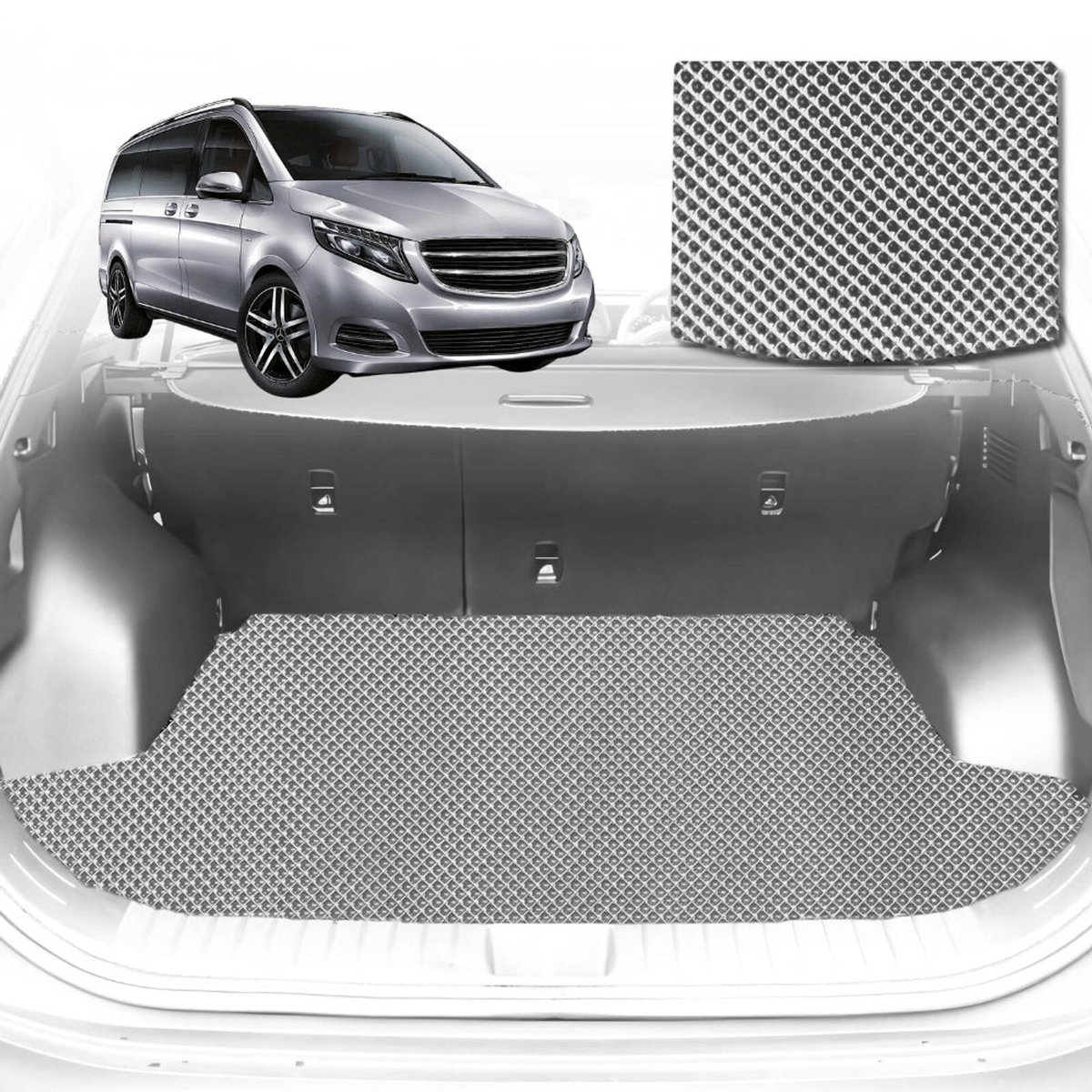 6D Diamond Car Boot Mat for Mercedes-Benz V-Class (3rd Gen, W447)2014 ...