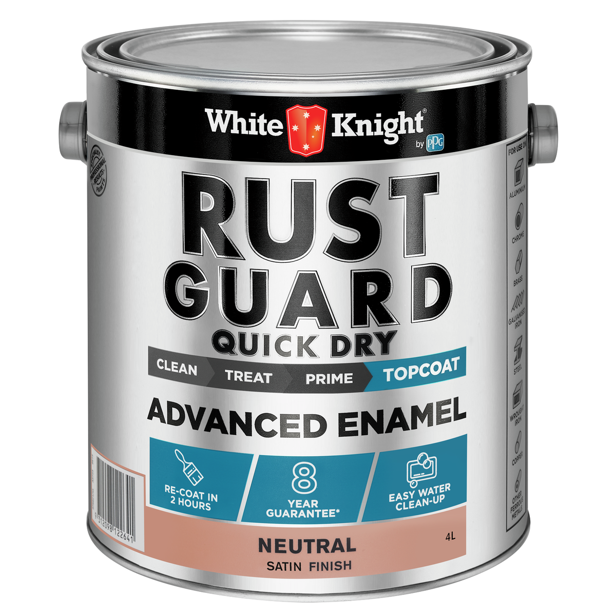 White Knight 4L Neutral Satin Rust Guard Quick Dry Advanced Enamel ...