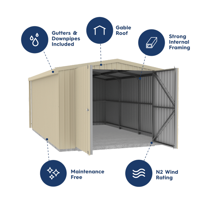 Absco Structures 3.40mW x 5.50mD x 2.48mH Classic Cream Single Barn ...