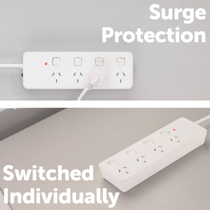 Click 4 Outlet Individually Switched Surge Powerboard with Child Safety ...