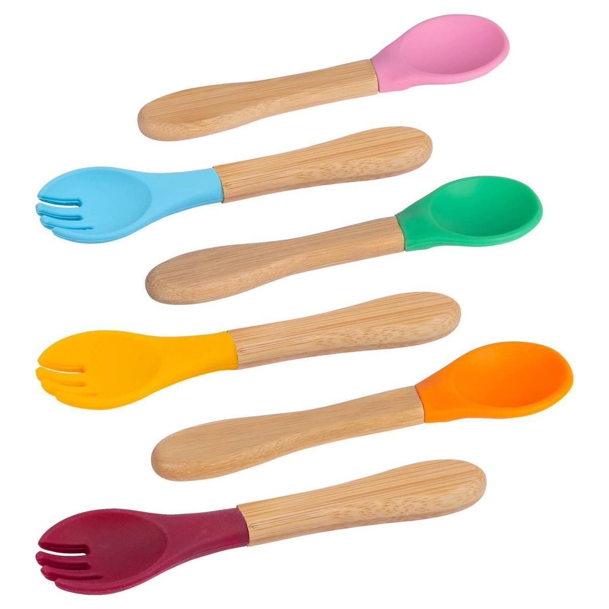 Tiny Dining 6pc Bamboo Baby Weaning Forks Set with Silicone Tip ...
