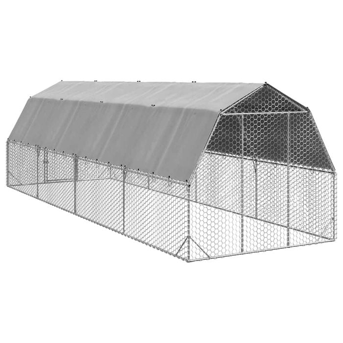 vidaXL Chicken Run with Roof 2.5x8x2.25 m Galvanised Steel walk-in ...