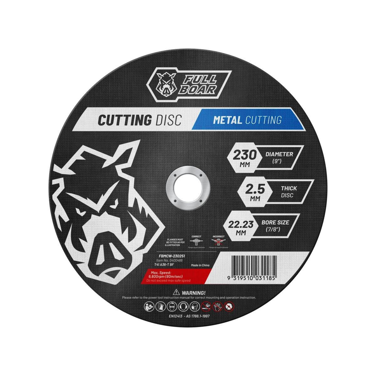 Full Boar 230mm (9") x 2.5 x 22.23mm Metal Cutting Disc - Bunnings ...