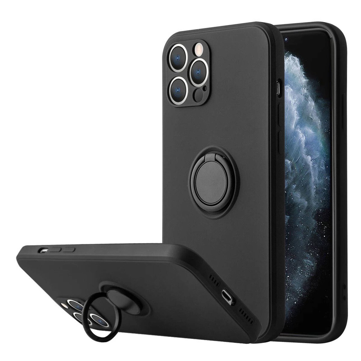 Ring Stand Case Shockproof Magnet Silicone Cover - For Apple iPhone 13 ...