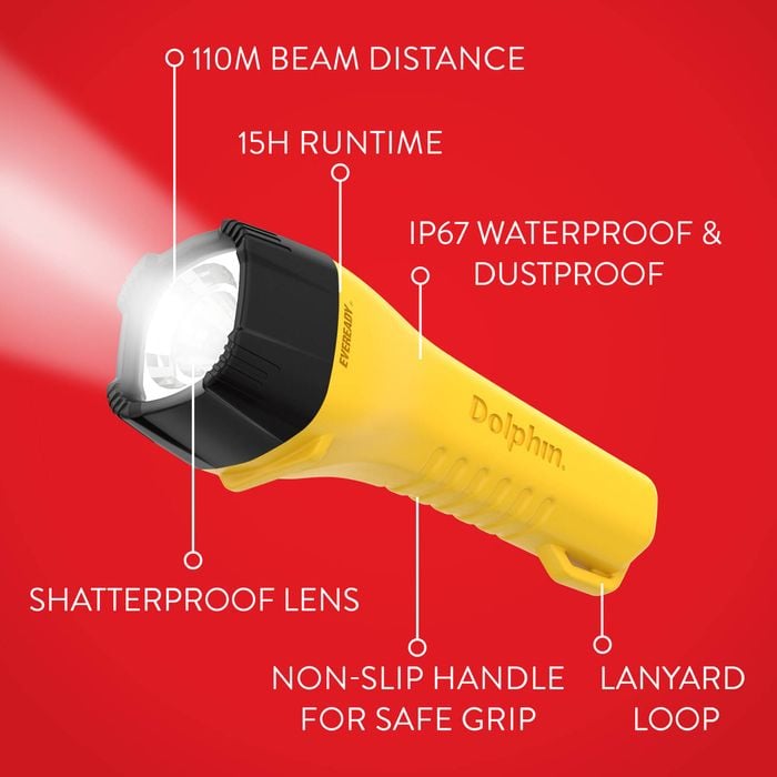 Eveready Dolphin Hybrid Rechargeable Floating LED Flashlight 225 Lumen ...