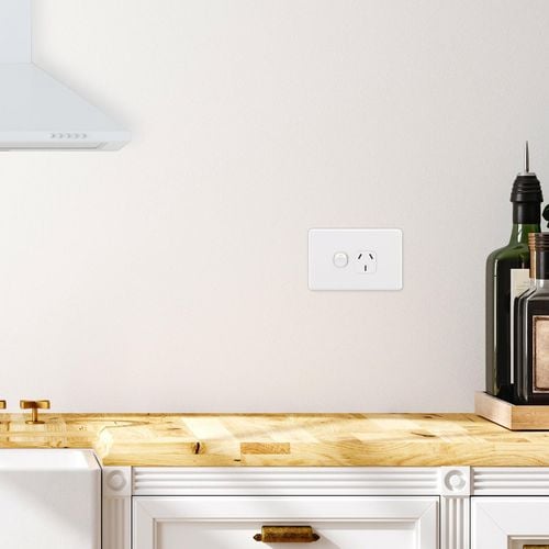 DETA S-Line Matte White Single Power Point - Bunnings Australia