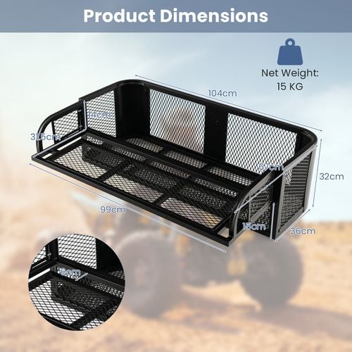 Costway HD Steel Rear ATV Cargo Basket Rack Mesh Surface Luggage ...