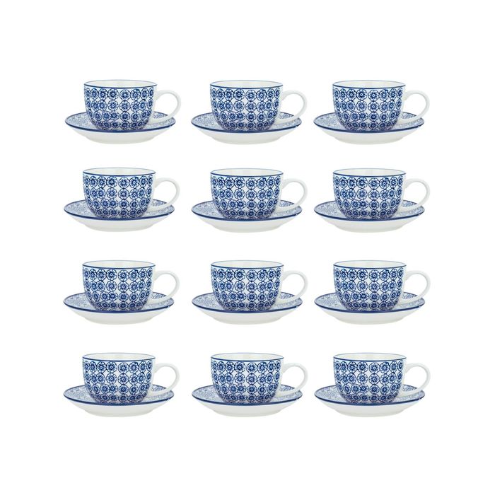 Nicola Spring Patterned Porcelain Cappucino Cups and Saucer Set - 250ml ...