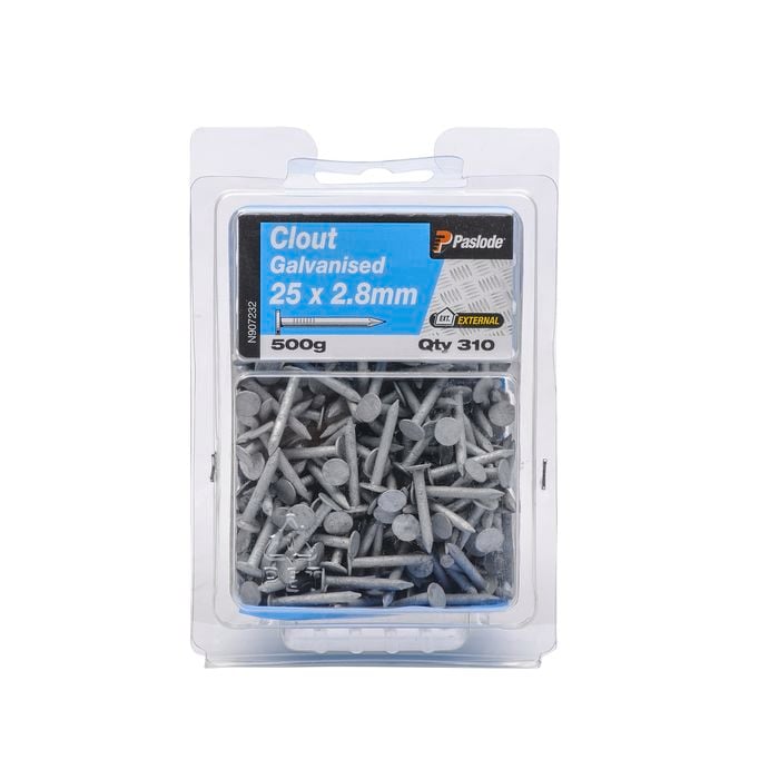 Paslode 25 x 2.8mm 500g Galvanised Clouts - 310 Pack - Bunnings Australia