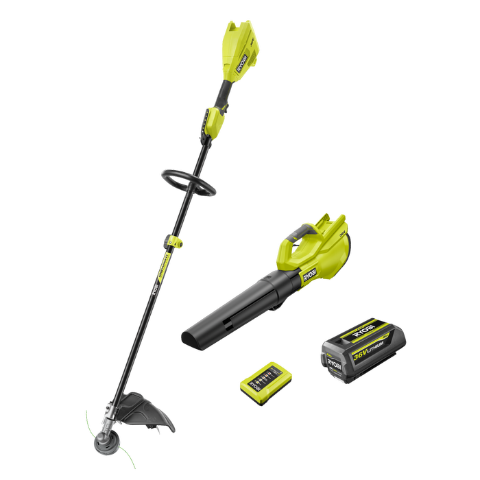 Ryobi 36V 33/38cm Line Trimmer And Blower 4.0Ah Kit - Bunnings Australia