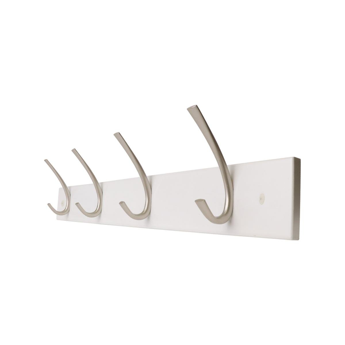 Adoored 4 Double Satin Chrome Hook White Board Deco Hook Rack ...