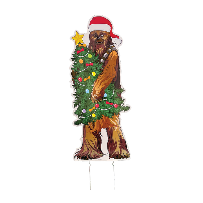 Star Wars 1m Chewbacca & Christmas Tree Corflute Garden Sign - Bunnings ...