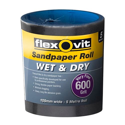 Flexovit 100mm x 5m 600 Grit Wet And Dry Sandpaper Roll - Bunnings ...