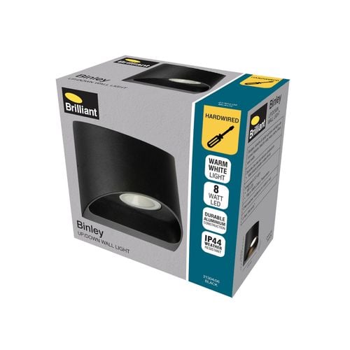 Brilliant 8W Black Binley Up Down Wall Light - Bunnings Australia