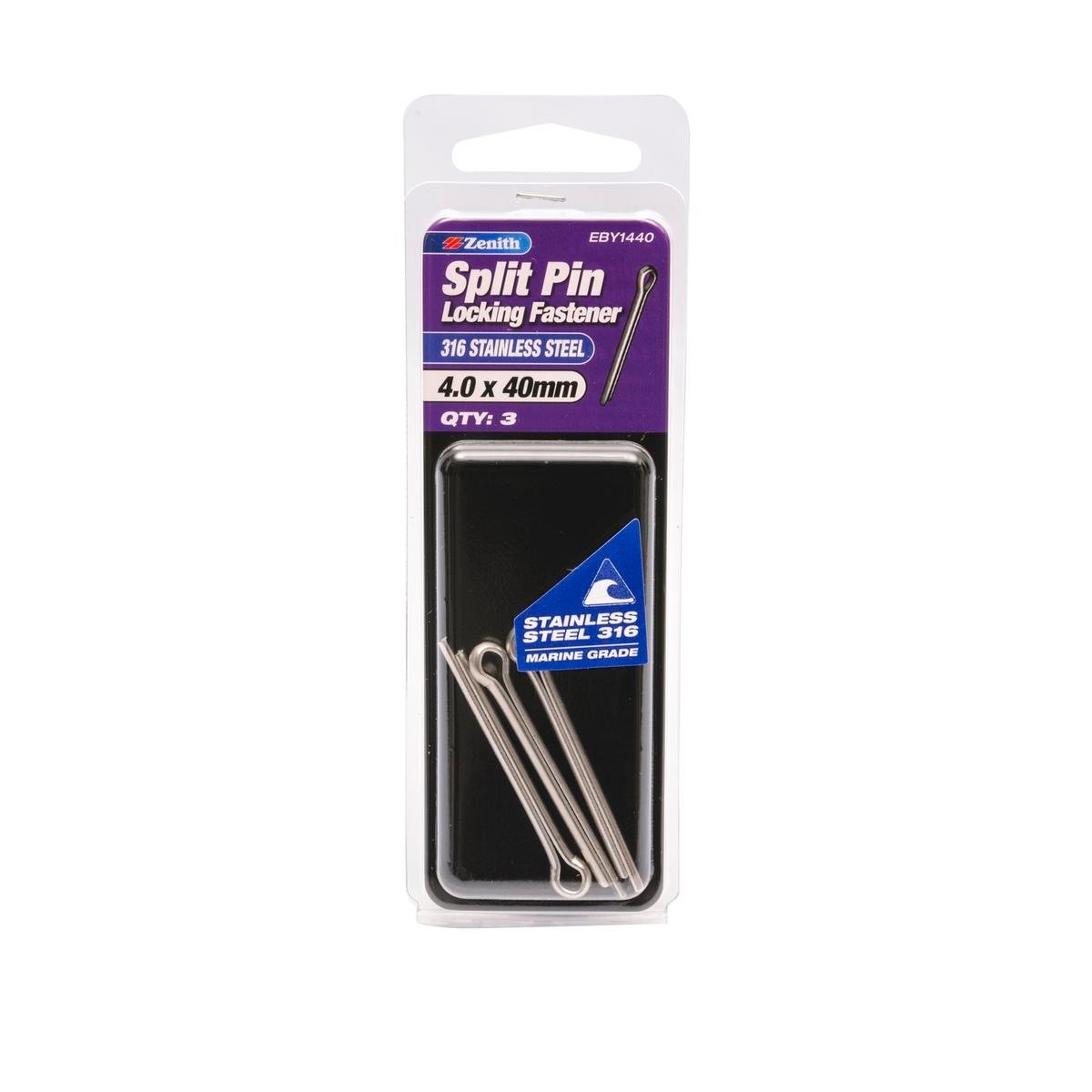 Zenith 4.0 x 40mm 316 Stainless Steel Split Pin - 3 Pack - Bunnings ...