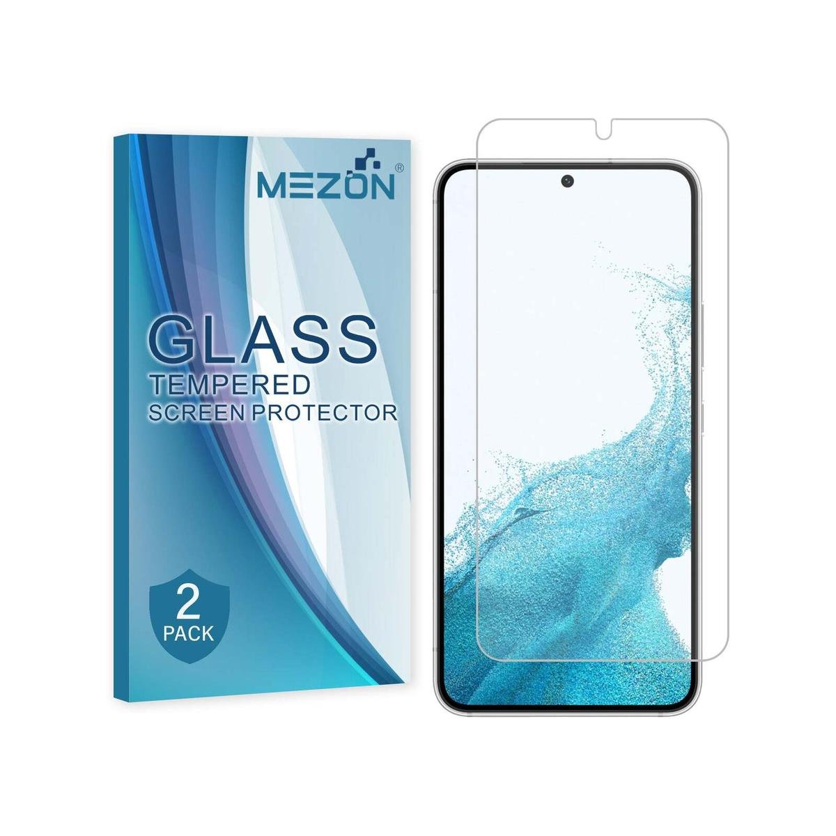 2 Pack MEZON Samsung Galaxy S22+ 5G Clear Tempered Glass Screen ...