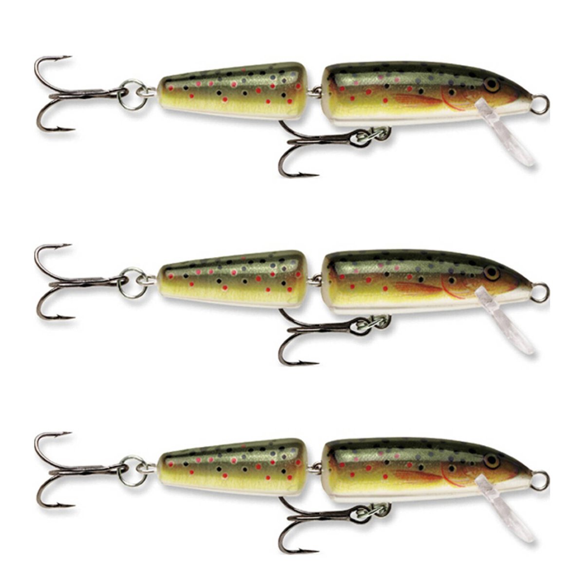 3x Rapala 5cm Jointed Shallow Diver Hard Body Fishing Lures - Brown ...