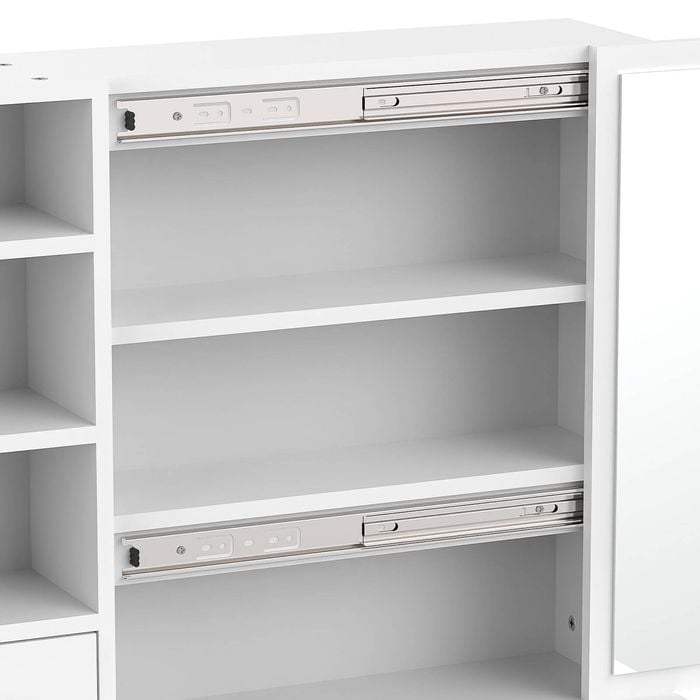 Advwin Dressing Table Set with Slide Mirror and Stool Vanity Desk Hiden ...