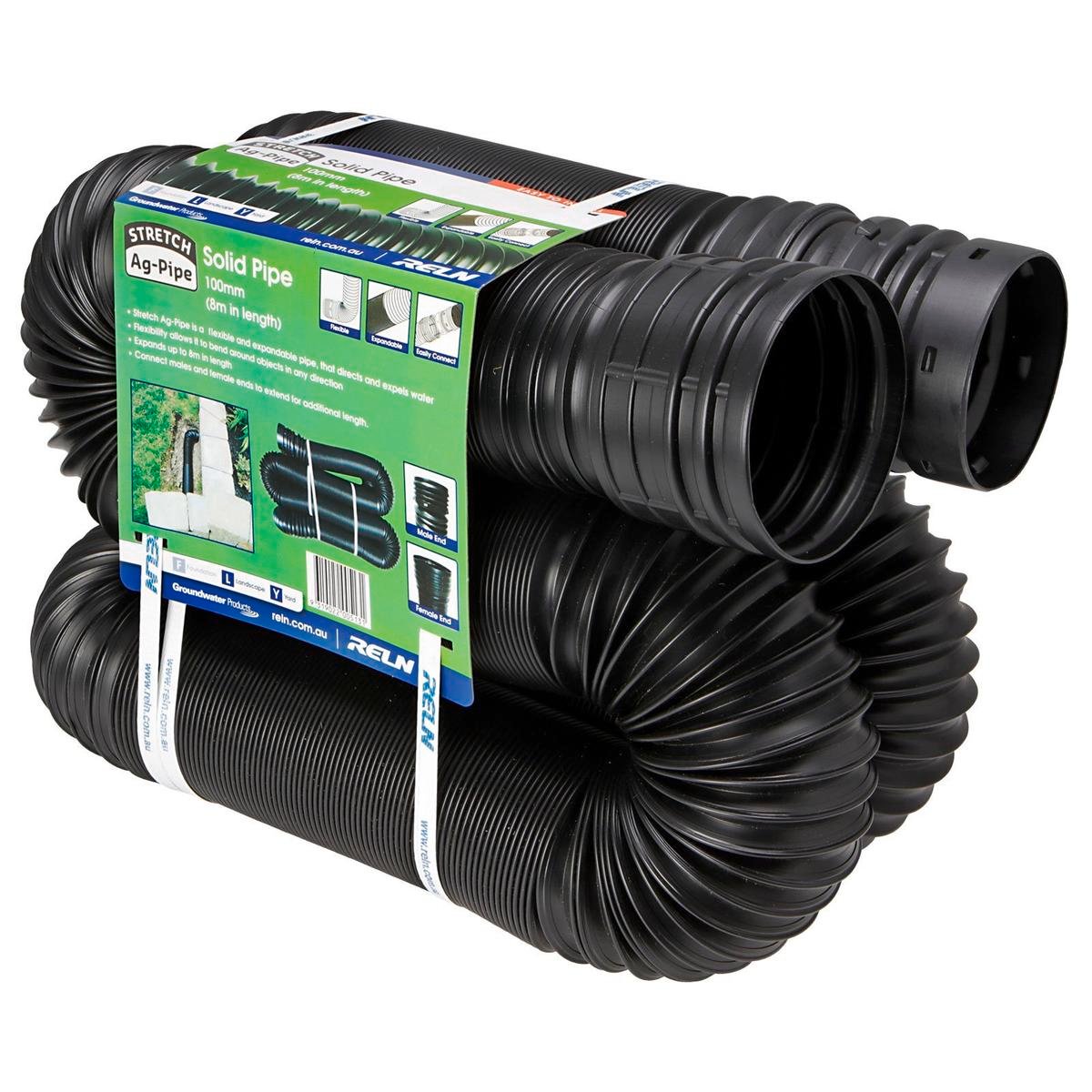 Reln Stretch Ag-Pipe 100mm x 8m Unslotted - Bunnings Australia