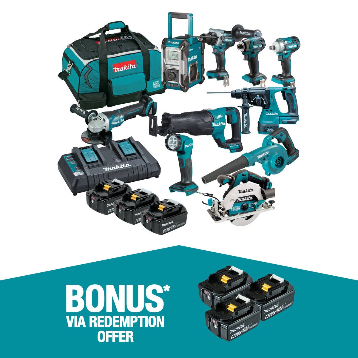 Makita 18V Brushless 10 Piece Combo Kit DLX1059TX1 - Bunnings Australia