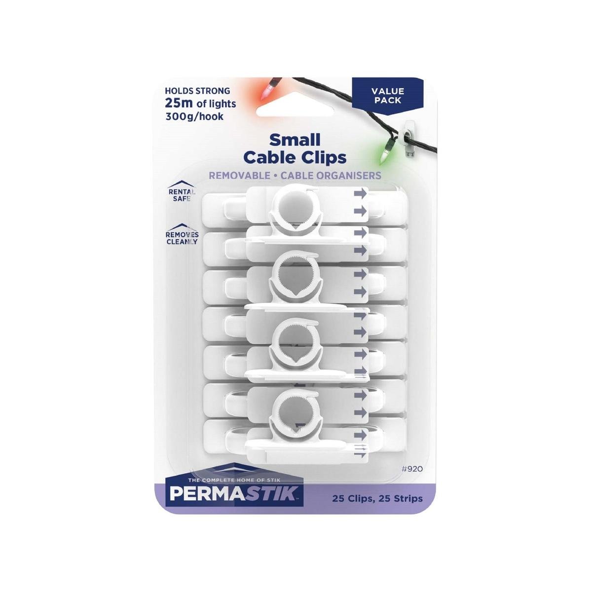Permastik Small White Cable Clips - 25 Pack - Bunnings New Zealand