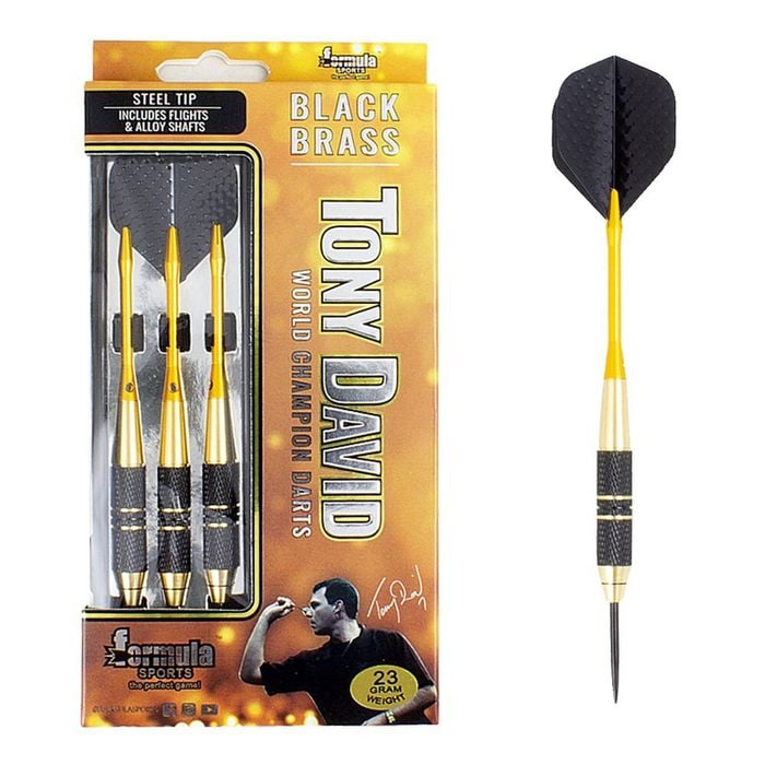 12pc Formula Sports Tony David 21g Black Brass Barrel Darts w/ Case ...