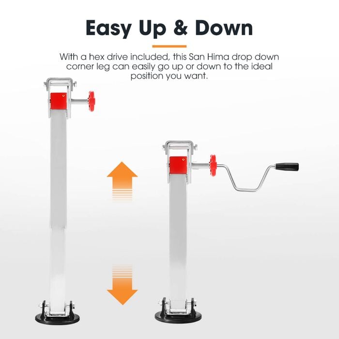 2x 740mm Corner Legs Drop Down W/handle Steel Base 1500lbs - Bunnings ...