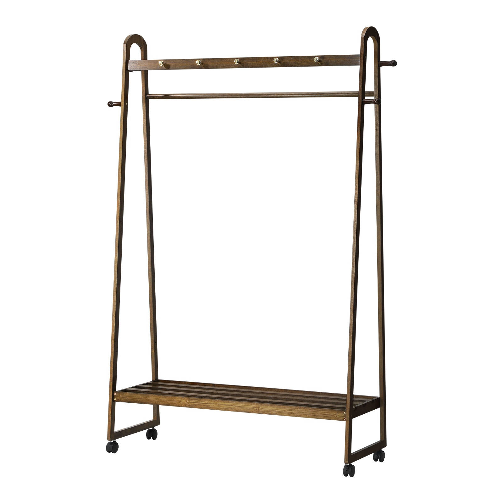 Oikiture Clothes Rack Garment Coat Stand Hanging Rail Bamboo Portable Wheels Bunnings Australia