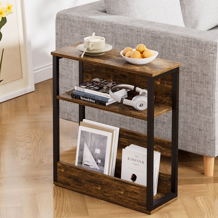 Levede 18x46x62.5cm Side Table with Storage Shelf Metal Frame Bunnings Australia