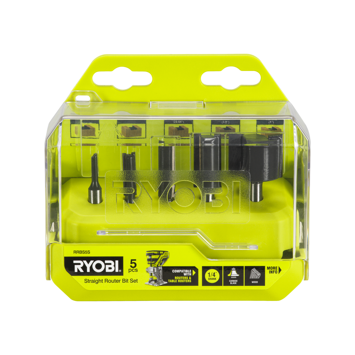 Ryobi 5-Piece Straight Router Bit Set - Bunnings Australia