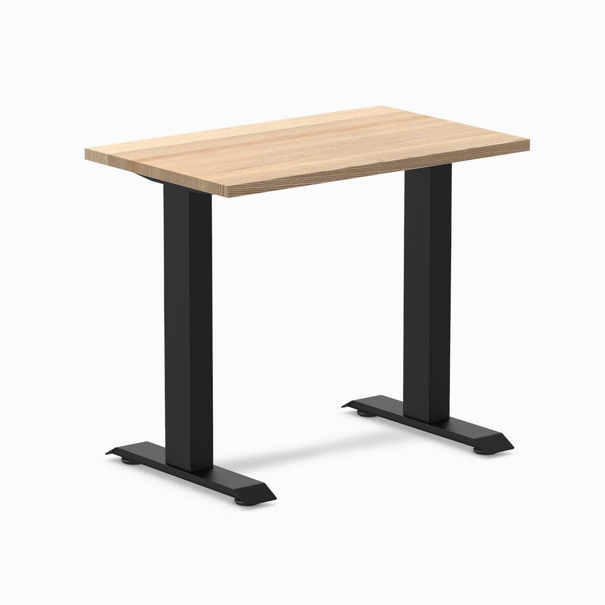 Desky Fixed Height Mini White Ash Hardwood Desk 800 x 500mm Matte Black ...