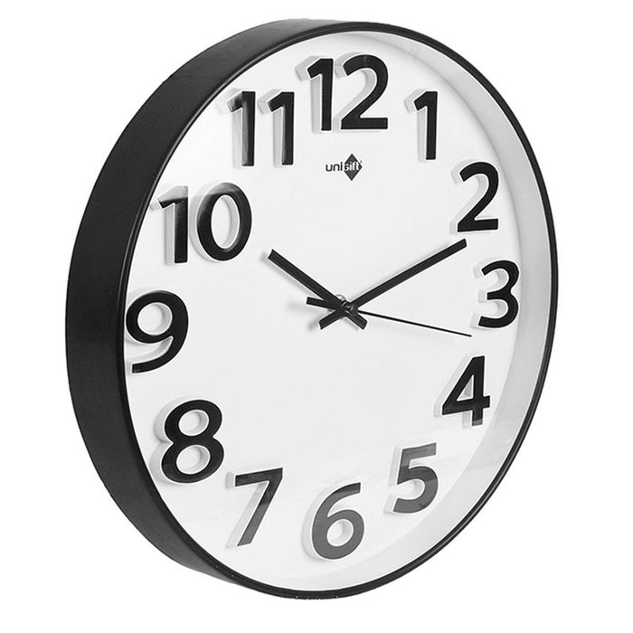 Unigift 12Inch/30cm White/Black Clock Convex Numbers Assorted Colours ...