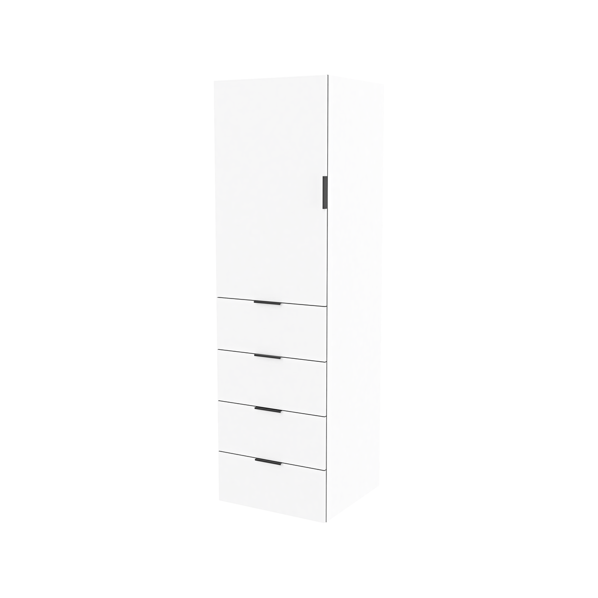 Lugna 2048 x 600 x 580mm White 3 Shelf 4 Drawers Left Hinged Door ...
