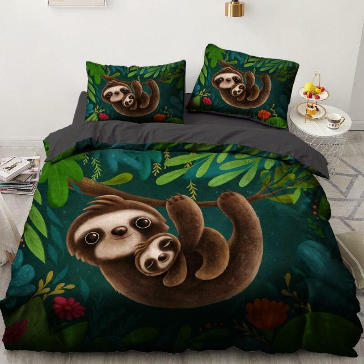 3D Sloth Tree 201 Bed Pillowcases Quilt Queen Size - Bunnings Australia