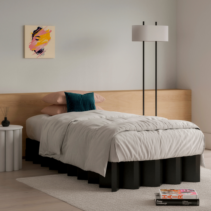 Yona Fold Out Cardboard Bed Base Frame - Black Long Single - Bunnings ...