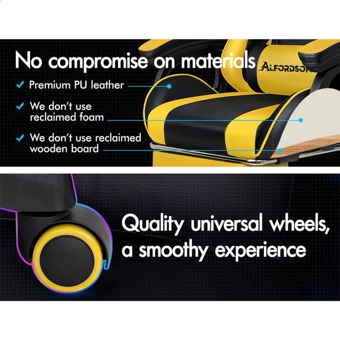 ALFORDSON Massage Gaming Chair Black Yellow - Bunnings Australia