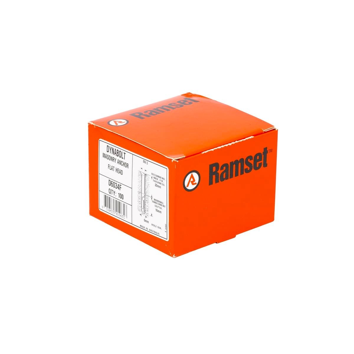 Ramset 6 x 34mm Flat Head DynaBolt Plus Bolt - 100 Pack - Bunnings ...