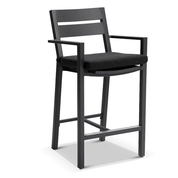 Santorini Outdoor Aluminium Bar Stool Charcoal - Denim Grey - Bunnings ...