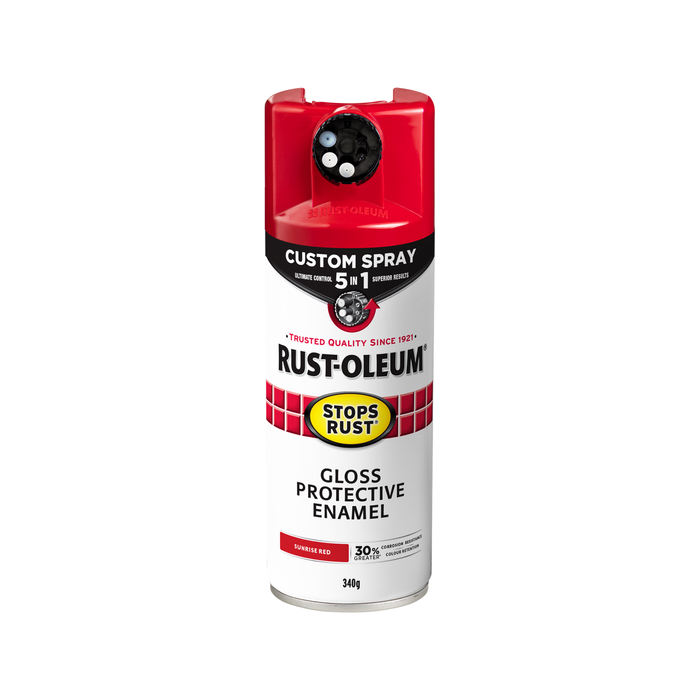 Rust-Oleum 340g Sunrise Red Gloss Stops Rust Custom Spray 5 In 1 Spray ...