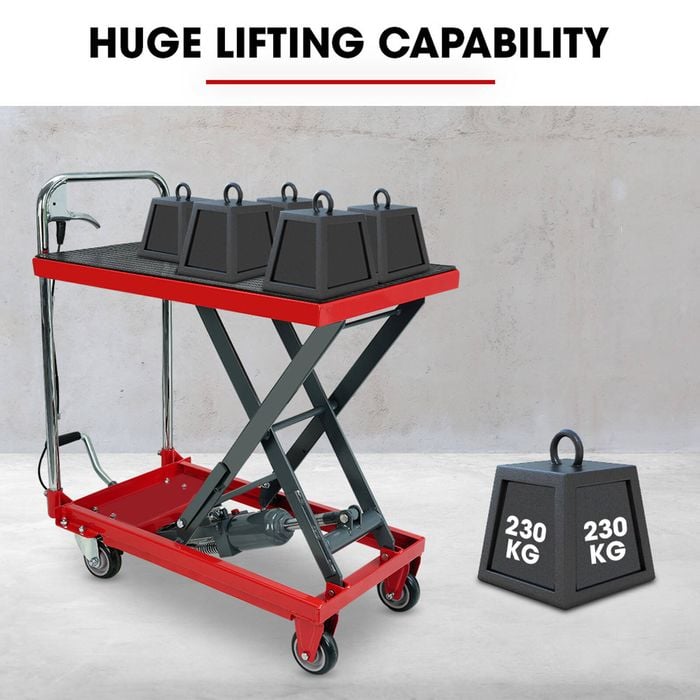 T-REX 230KG Hydraulic Scissor Lift Platform Trolley, Non-Skid Rubber ...