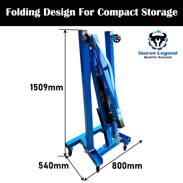 Taurus Legend 2000kg Foldable Engine Crane Blue - Bunnings Australia