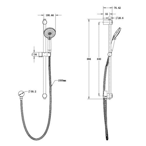 Flexispray WELS 3 Star 9L/min 3 Function Havana Rail Shower - Chrome - Bunnings Australia