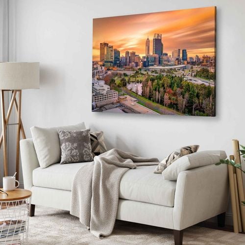 Perth's Skyline at Sunset Print 100% Australian Made 180x120cm ...