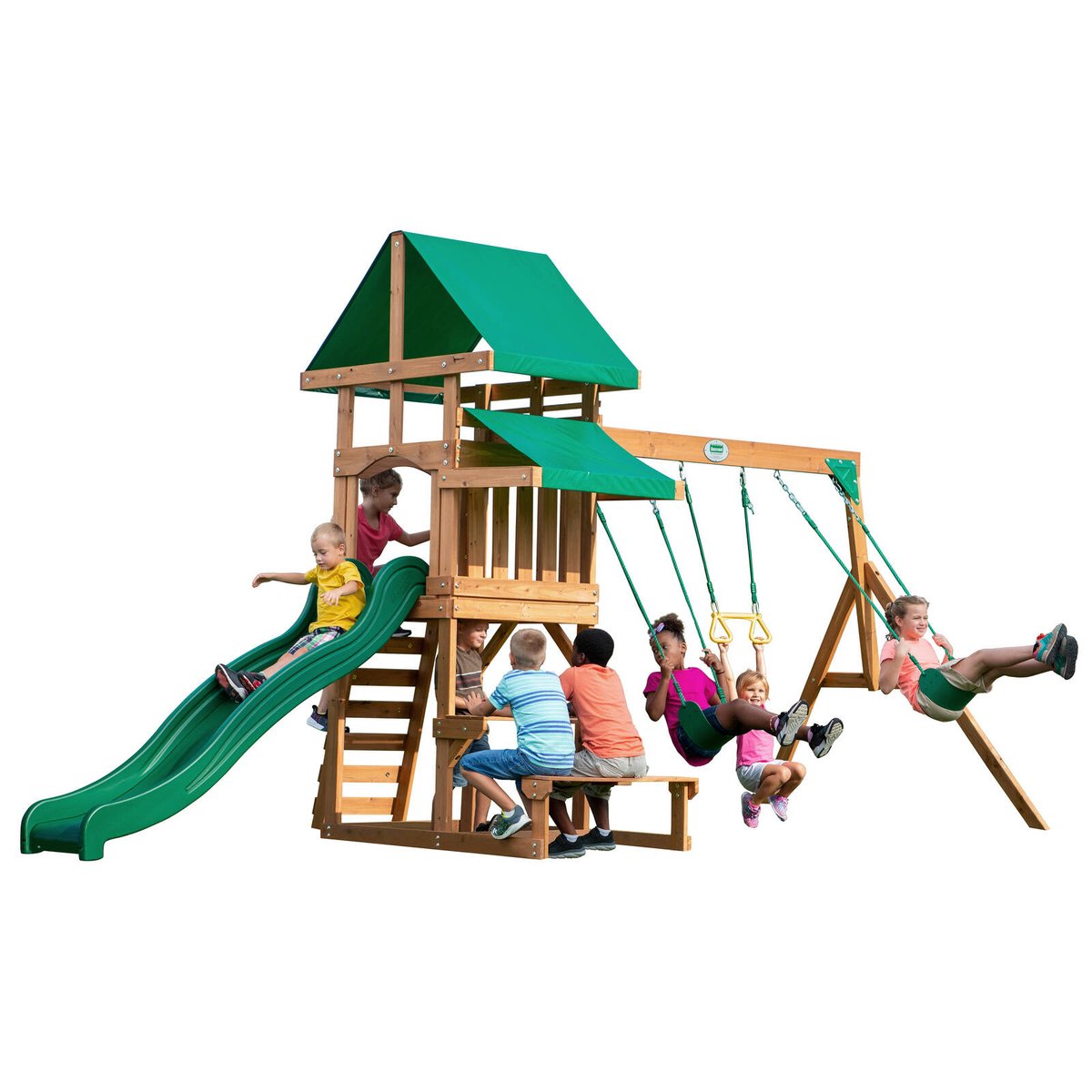 Backyard Discovery Belmont Cedar Wood Play Centre Swing Set with Slide ...
